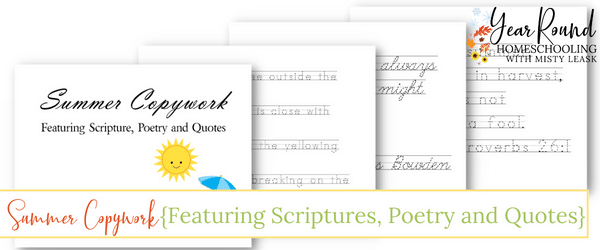 Summer Copywork {Featuring Scriptures, Poetry and Quotes} - Year Round ...
