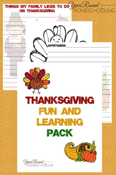 Thanksgiving Fun Learning Pack - Year Round Homeschooling