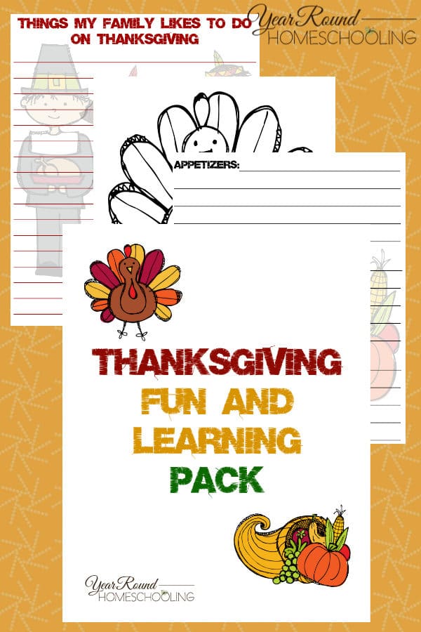 Thanksgiving Fun and Learning Pack - Year Round Homeschooling