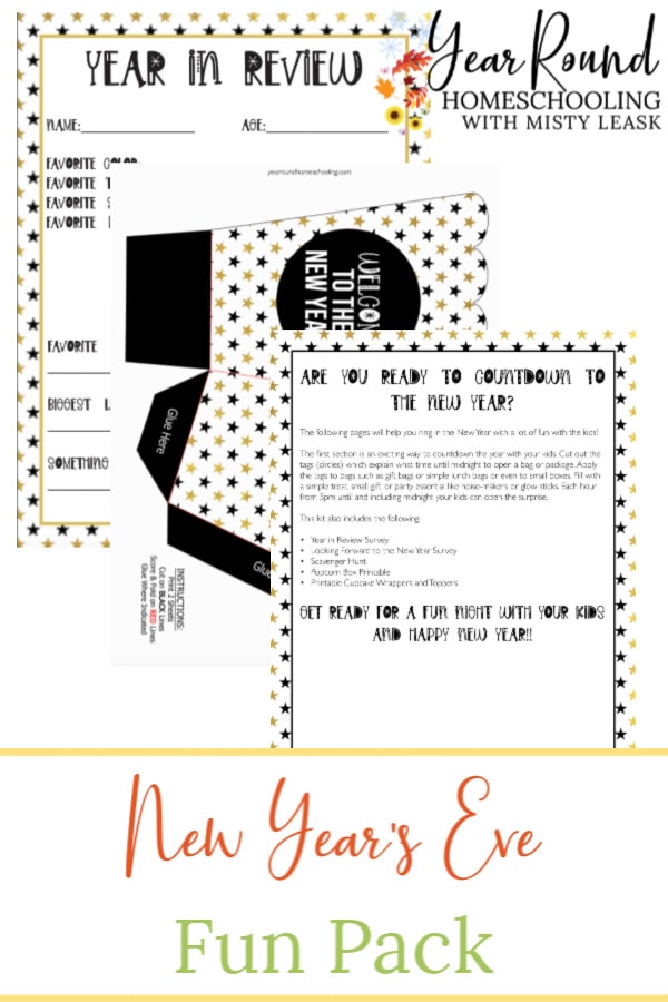 New Year's Eve Kids Fun Pack - Year Round Homeschooling