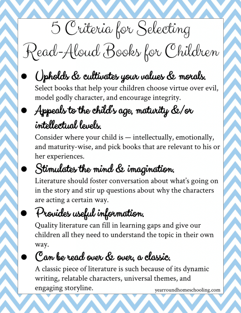 Read Aloud Criteria - Year Round Homeschooling