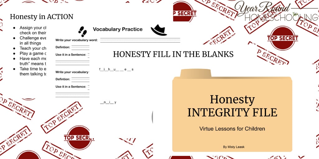 Integrity Files: Virtue Lessons for Children - Year Round Homeschooling