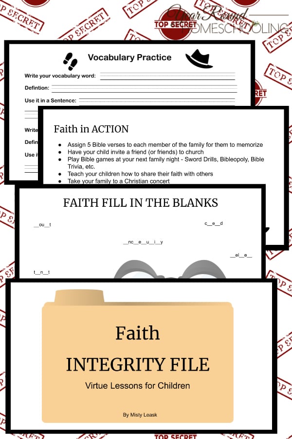 Faith Integrity Files: Virtue Lessons for Kids - Year Round Homeschooling