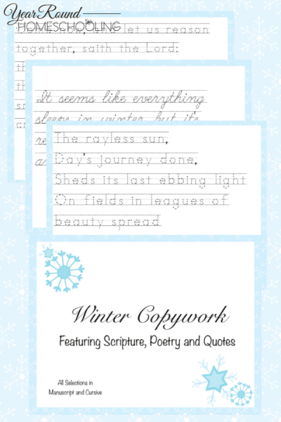 Winter Copywork {Featuring Scripture, Poetry and Quotes} - Year Round ...