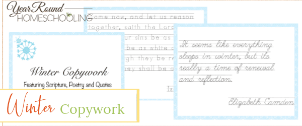 Winter Copywork {Featuring Scripture, Poetry and Quotes} - Year Round ...