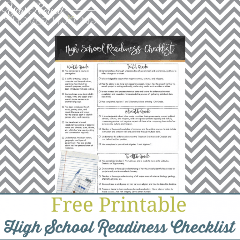 High School Readiness Checklist - Year Round Homeschooling