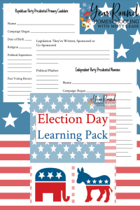 Election Day Learning Pack - Year Round Homeschooling