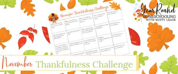 November Thankfulness Challenge - Year Round Homeschooling