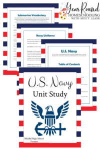 U.S. Navy Middle and High School Unit Study - Year Round Homeschooling