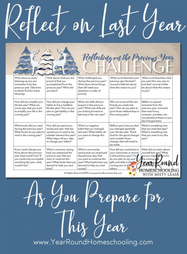 New Year Reflection Challenge - Year Round Homeschooling