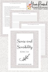 Sense and Sensibility BBC Movie Study - Year Round Homeschooling