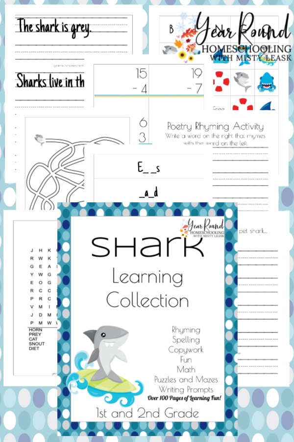 1st-2nd Grade Shark Learning Collection - Year Round Homeschooling