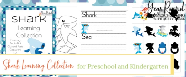 Preschool-Kindergarten Shark Learning Collection - Year Round Homeschooling