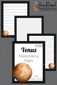 Planet Venus Notebooking Pages - Year Round Homeschooling