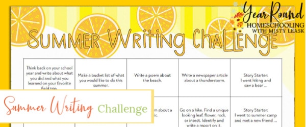Summer Writing Challenge - Year Round Homeschooling