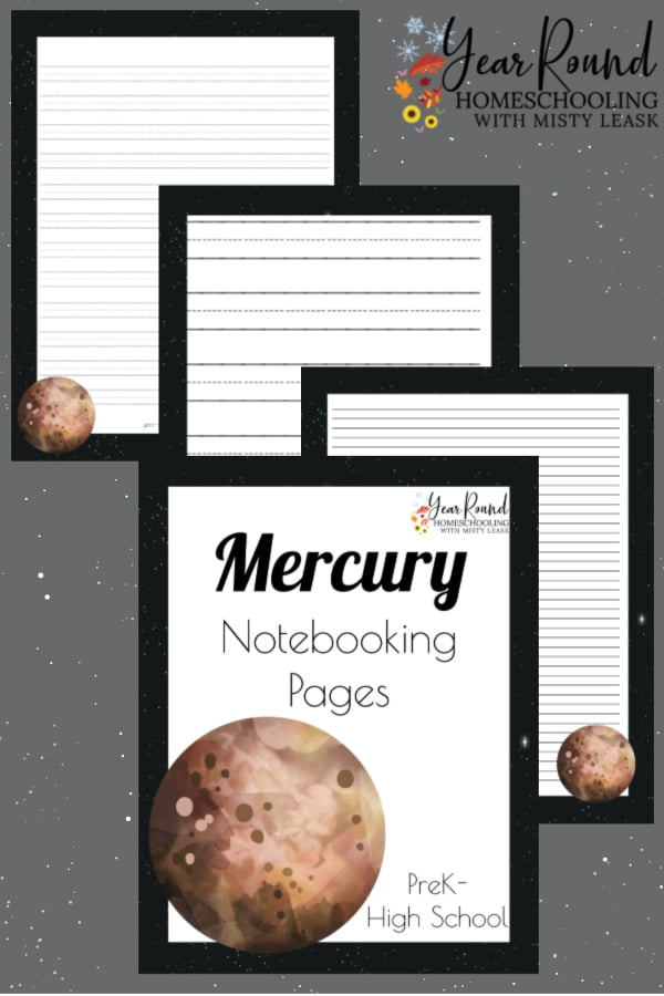 Planet Mercury Notebooking Pages - Year Round Homeschooling