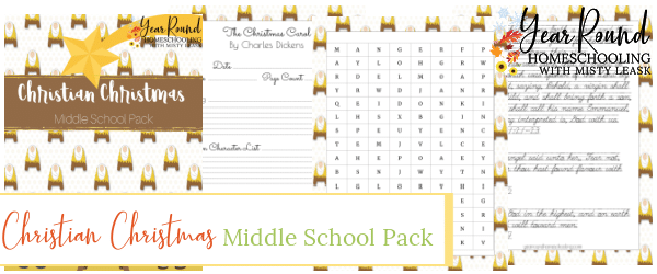 Christian Christmas Middle School Pack - Year Round Homeschooling