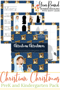 Christian Christmas PreK and Kindergarten Pack - Year Round Homeschooling