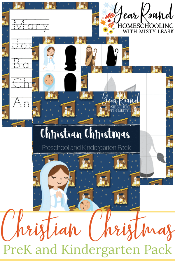 Christian Christmas PreK and Kindergarten Pack - Year Round Homeschooling