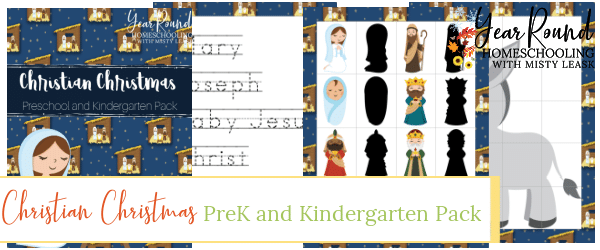 Christian Christmas PreK and Kindergarten Pack - Year Round Homeschooling