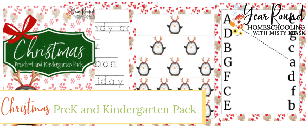 Christmas PreK and Kindergarten Pack - Year Round Homeschooling