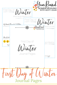 First Day of Winter Journal Pages - Year Round Homeschooling