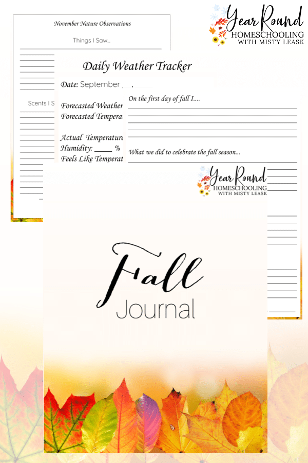 Printable Fall Journal - Year Round Homeschooling