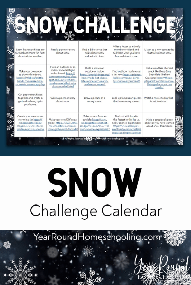 Snow Challenge - Year Round Homeschooling